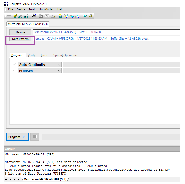 Can I use DAT file to program SmartFusio2/IGLOO2 in Silicon Sculptor ...