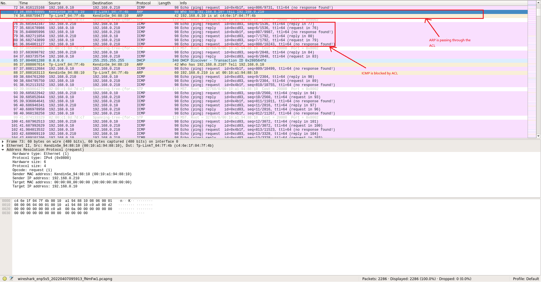 KSZ8765 ACL Rule for filtering ARP