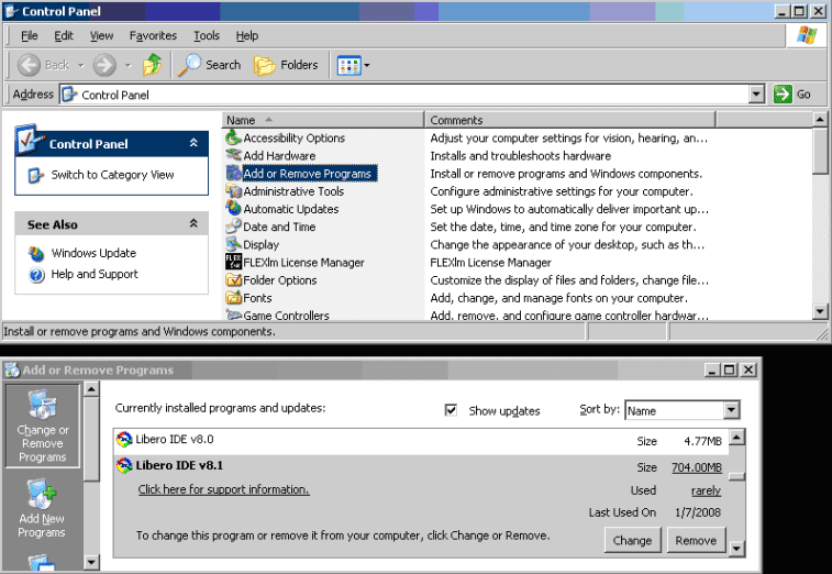 Uninstalling An Existing Libero IDE Version
