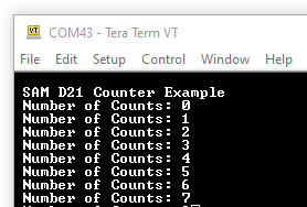 SAMD21 TC - External Event counter example project on MPLAB X
