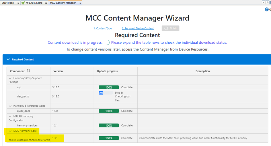 MPLAB X MCC plugin, MCC Core and MCC Harmony Core versions and compatibility