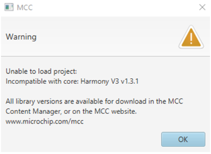 MPLAB X MCC plugin, MCC Core and MCC Harmony Core versions and ...