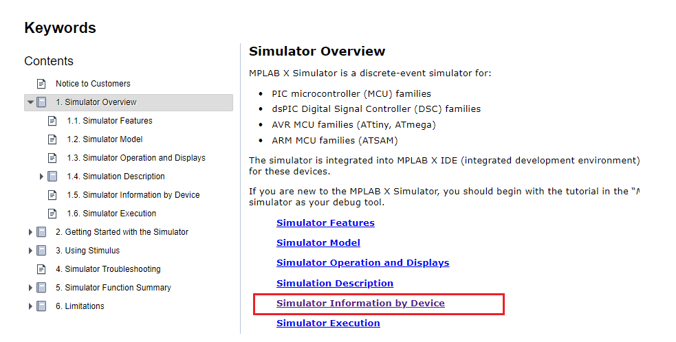 Peripherals supported by MPLAB X Simulator