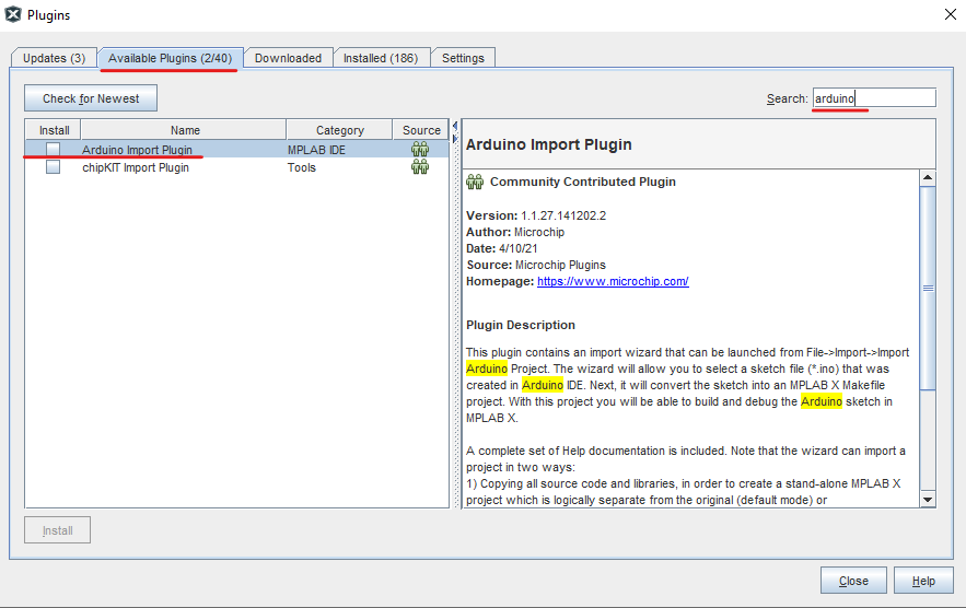 Import an Arduino sketch into MPLAB X
