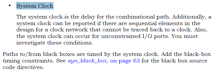"System" clock 100 MHz in the synthesis clock report