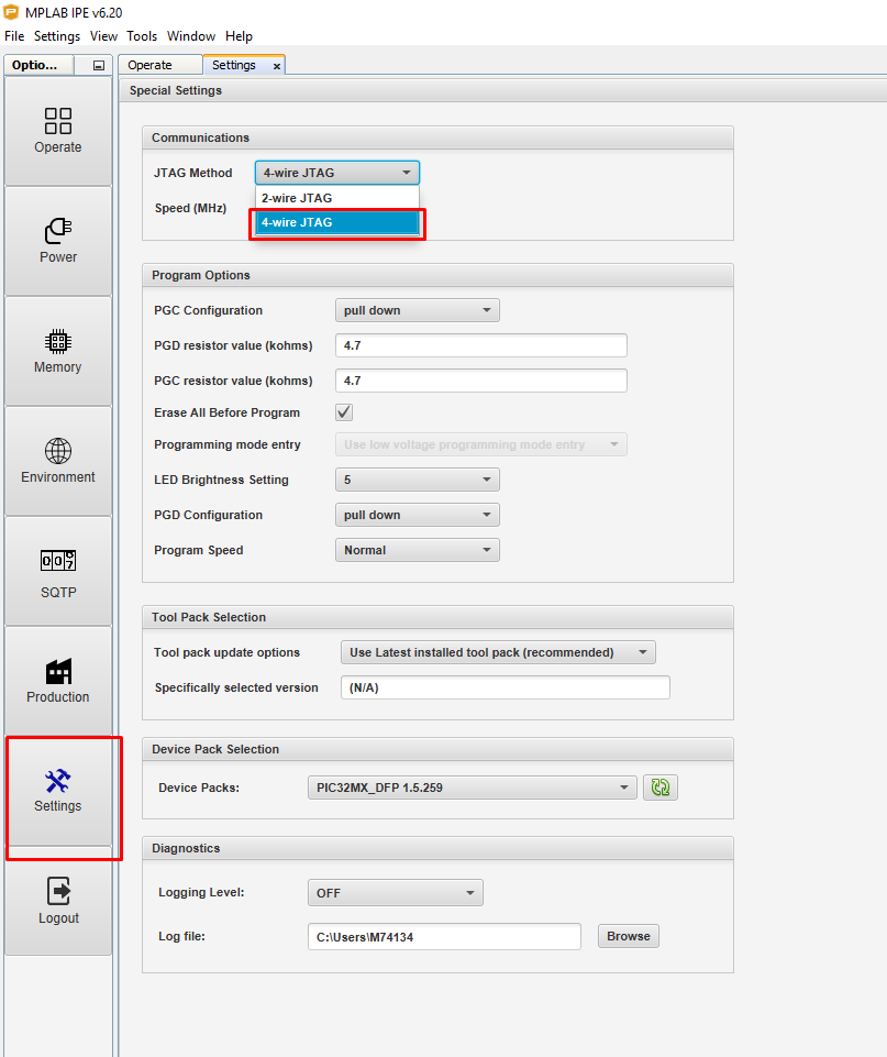 Programming/debugging Microchip microcontrollers using JTAG