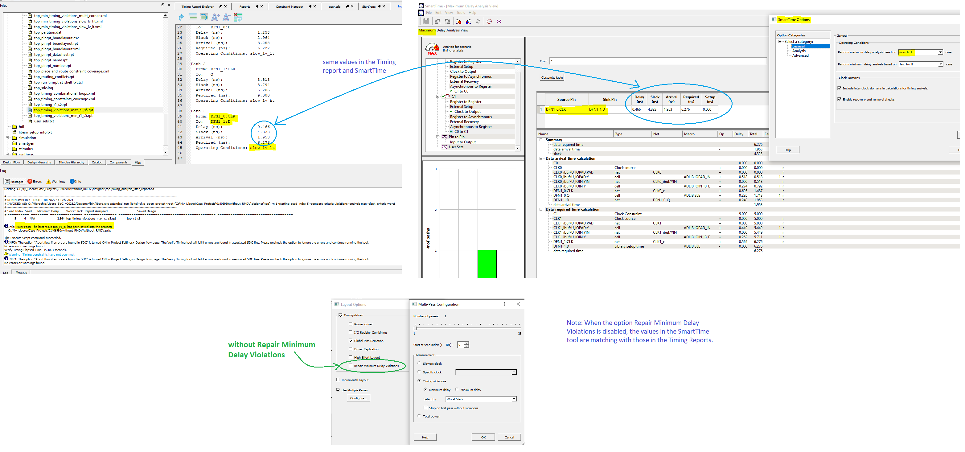 Mismatch of the values in the SmartTime tool and those in the Verify ...