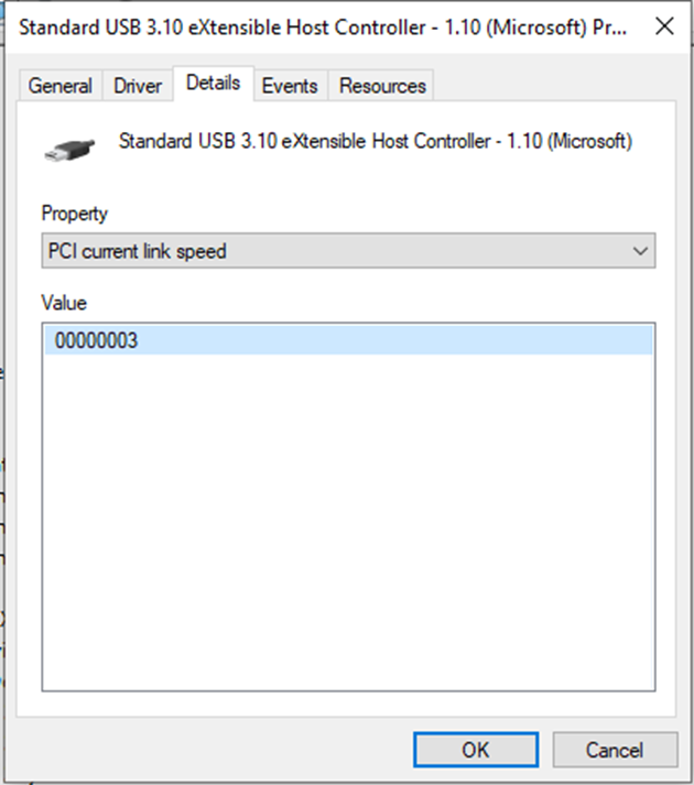 How to find the PCIe link speed and width in Windows