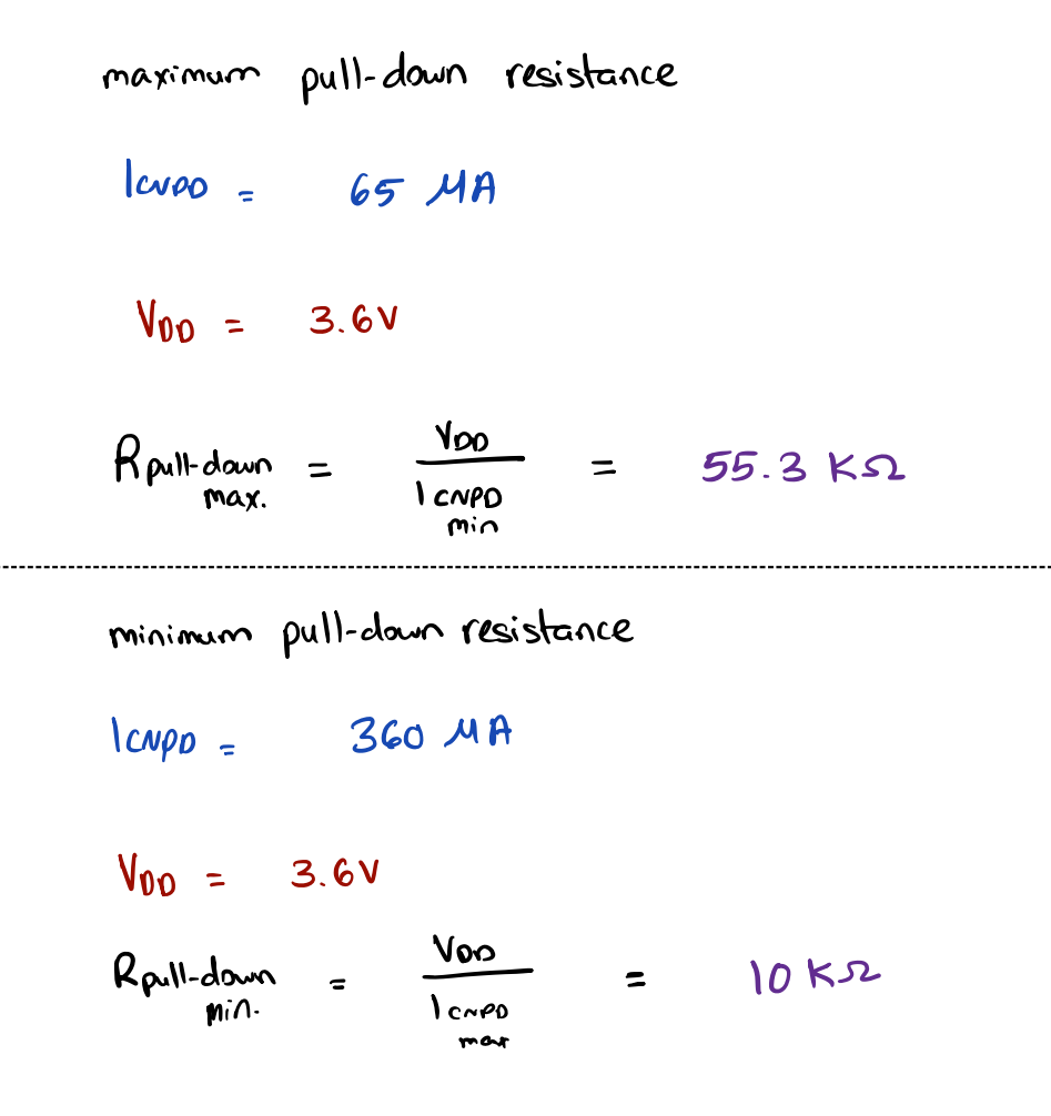 Microcontroller Internal Pull-up/Pull-down resistor calculation