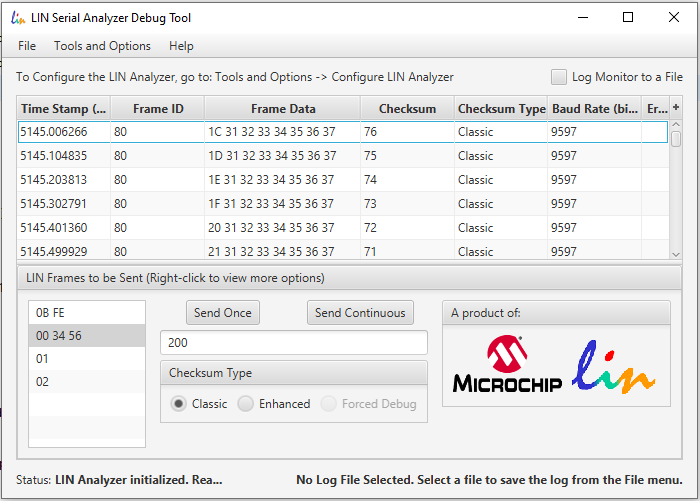 APGDT001 LIN Analyzer usage modes