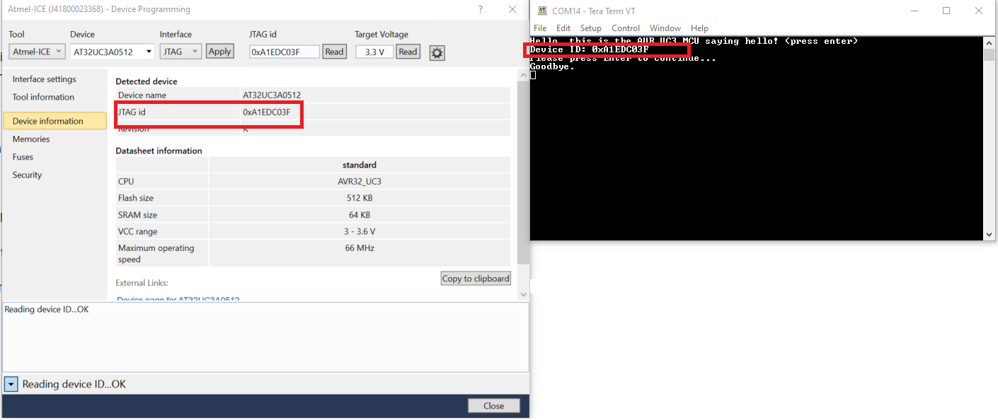 Reading UC3 device ID using software