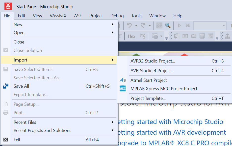 Import AVR Studio 4 and AVR32 Studio Projects to Microchip Studio