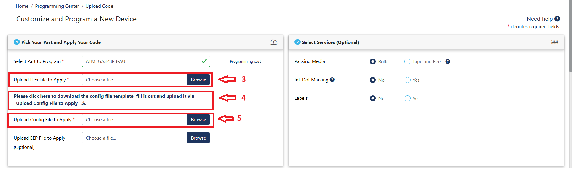 Configuration bit setting for pre-programmed Microcontrollers