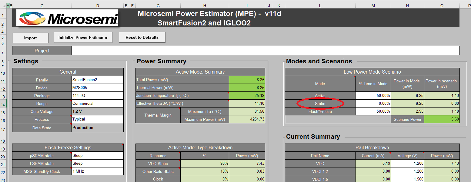Standby Power Mode in SmartFusion2 and IGLOO2 Power Estimator User Guide.