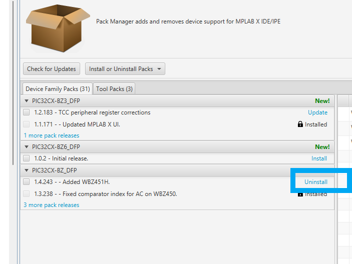 MPLAB X - Manual Install DFP (Device Family Pack)