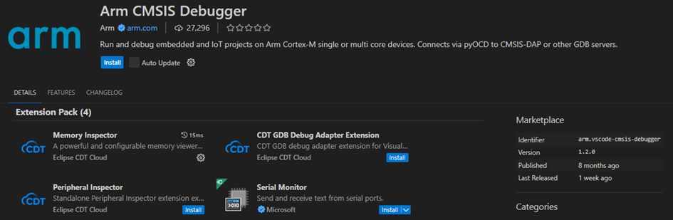 Using Arm CMSIS Debugger and pyOCD with MPLAB Extensions for VS Code