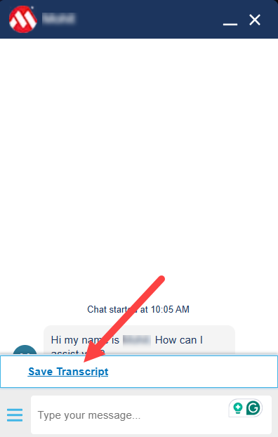 How do I save the live chat transcript?