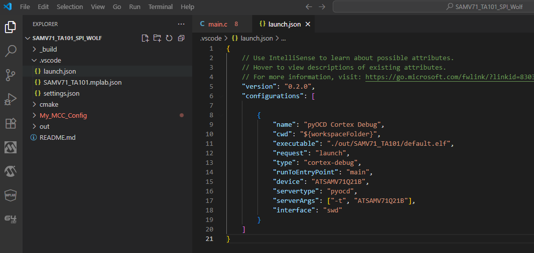 MPLAB-VS Code - Using Cortex-Debug and pyOCD tool