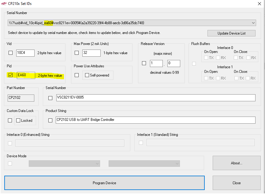 VSC8211EV GUI Crash Workaround